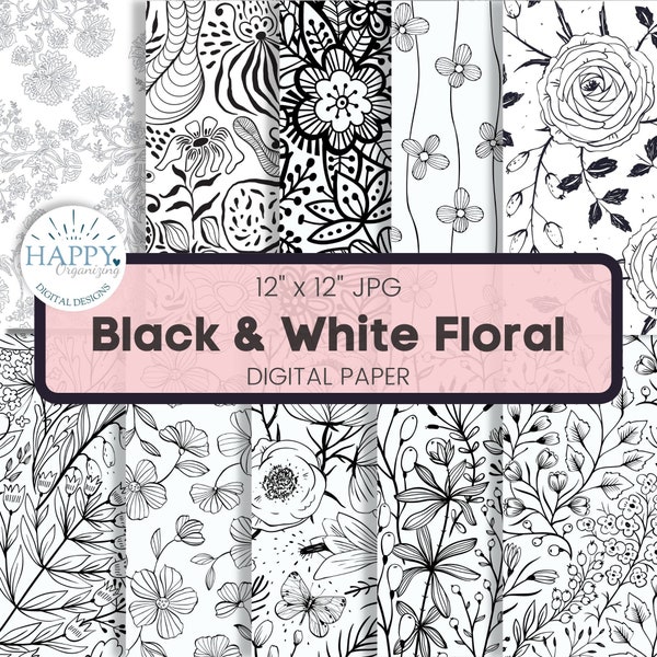 Black and White Digital Papers - Etsy