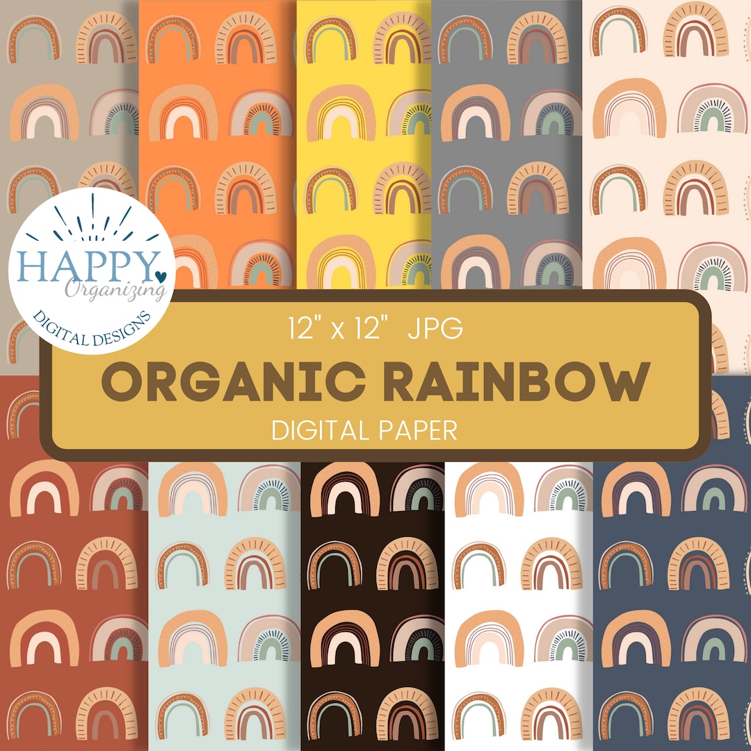 Organic Rainbow Digital Paper, Rainbow Paper, Organic Rainbows ...
