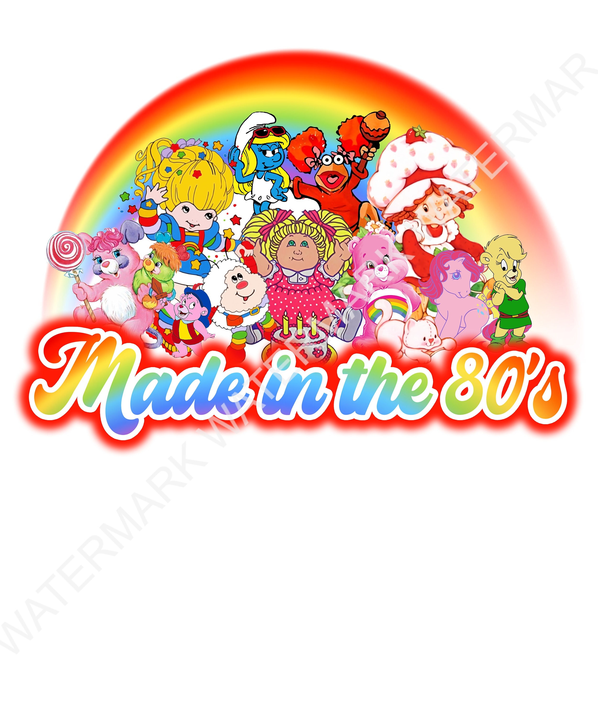 Made in the 80's Vintage Cartoon Characters Rainbow PNG - Etsy