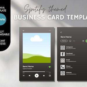 Spotify Business Card Template for Musician Editable Canva Template ...
