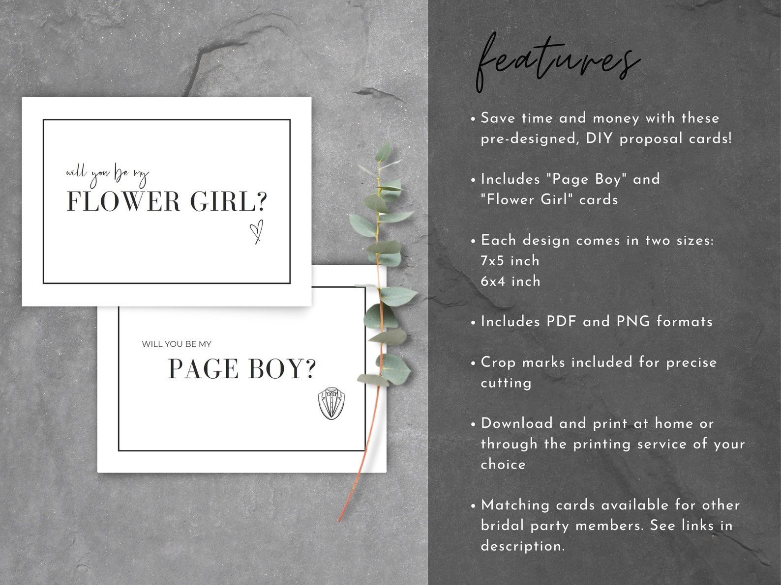 Will You Be My Flower Girl and Page Boy Proposal Card Modern Minimalist ...