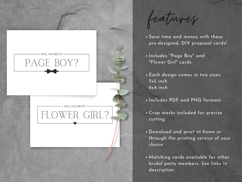 Flower Girl & Page Boy Proposal Cards, Modern, Minimalist Design ...