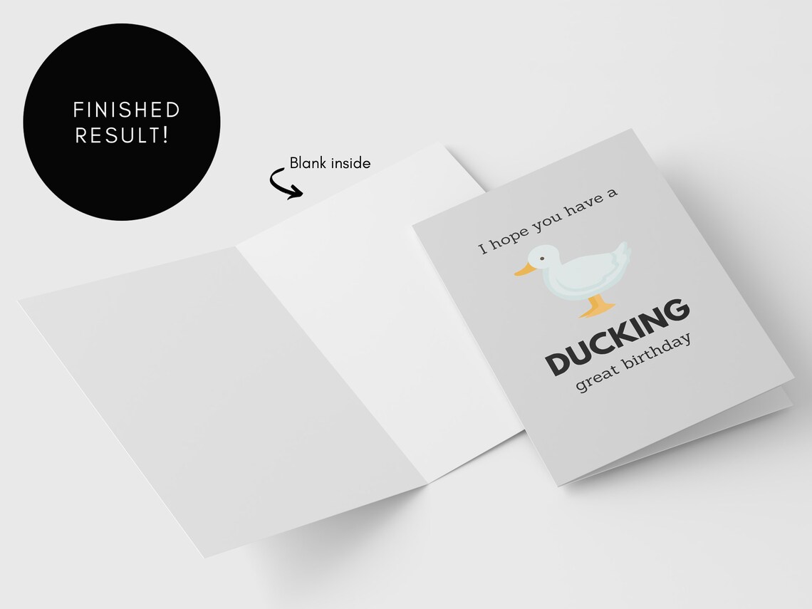 Duck Pun Birthday Card Printable Instant Download - Etsy Australia