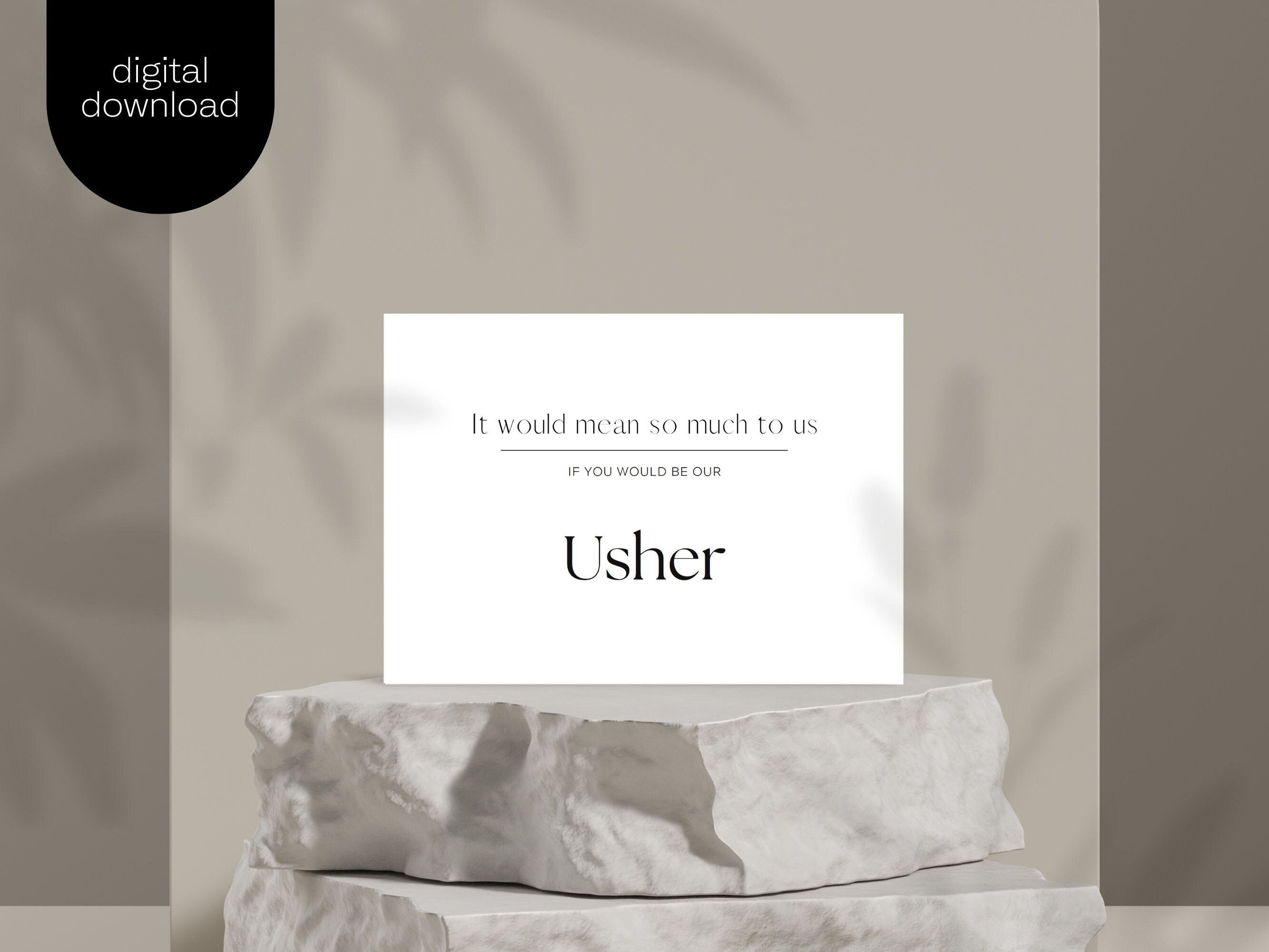Usher Proposal Card Modern Wedding DIY PRINTABLE Minimalist Design ...