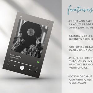 Spotify Business Card Template for Musician Editable Canva Template ...