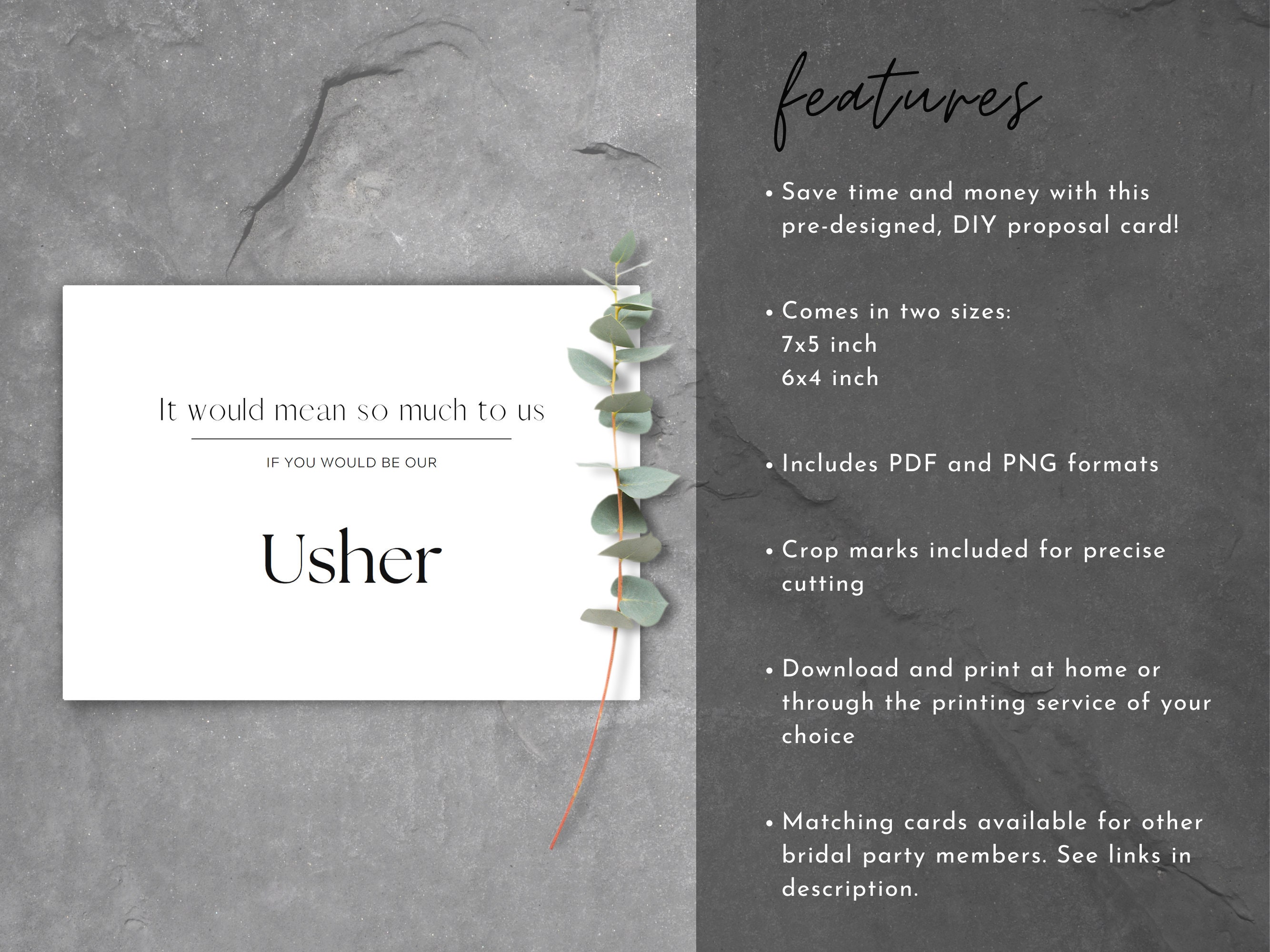 Usher Proposal Card Modern Wedding DIY PRINTABLE Minimalist Design ...