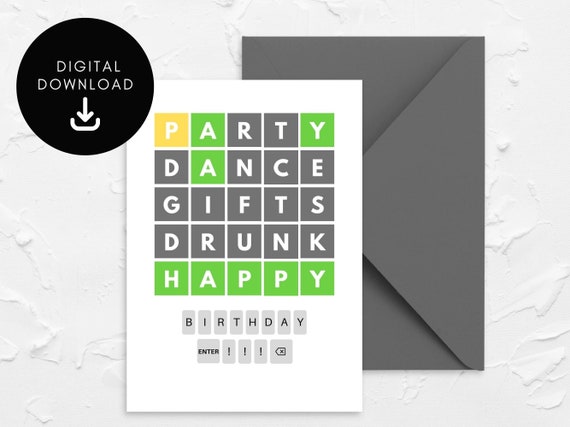 Wordle Birthday Card Printable Instant Download | Etsy
