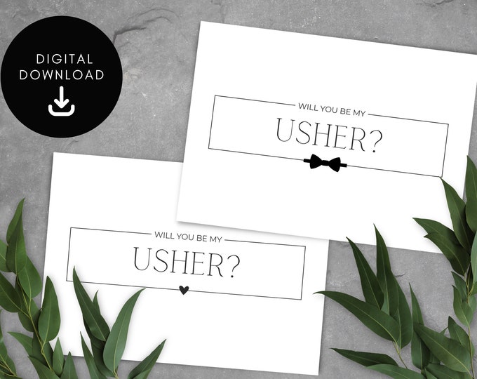 Will You Be My Usher Proposal Card, Modern, Minimalist Design ...