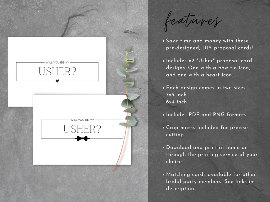 Will You Be My Usher Proposal Card, Modern, Minimalist Design ...