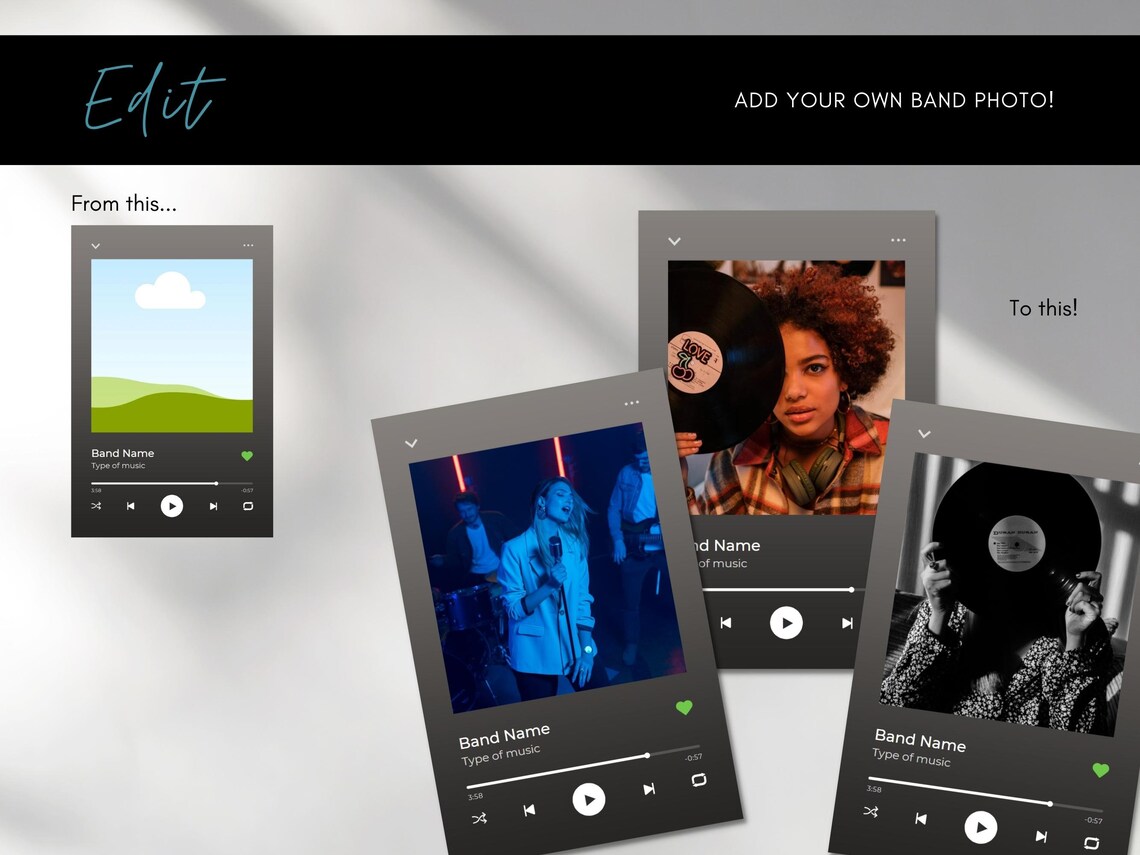 Spotify Business Card Template for Musician Editable Canva Template ...