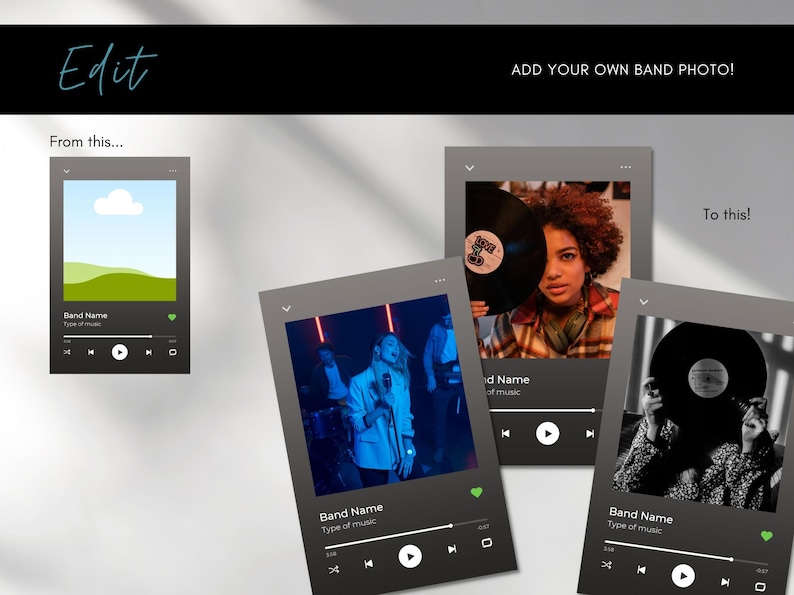 Spotify Business Card Template for Musician Editable Canva Template ...
