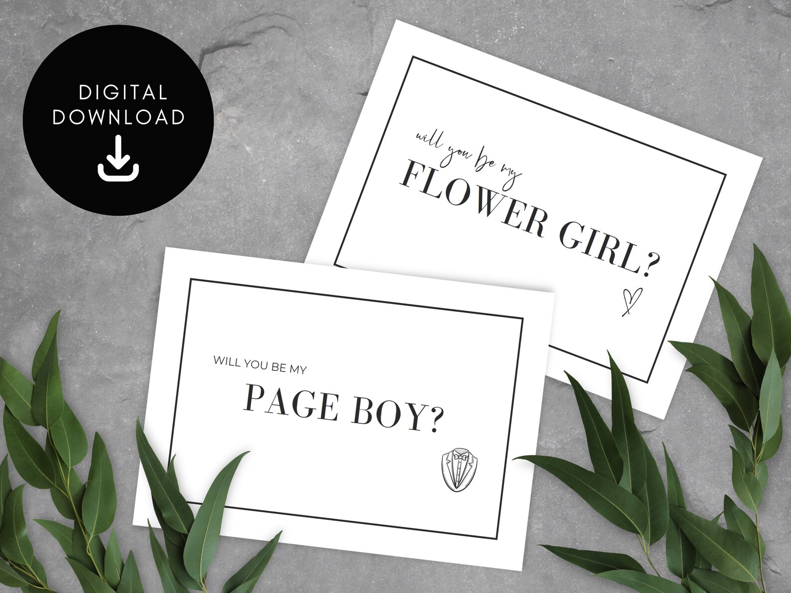 Will You Be My Flower Girl and Page Boy Proposal Card Modern Minimalist ...