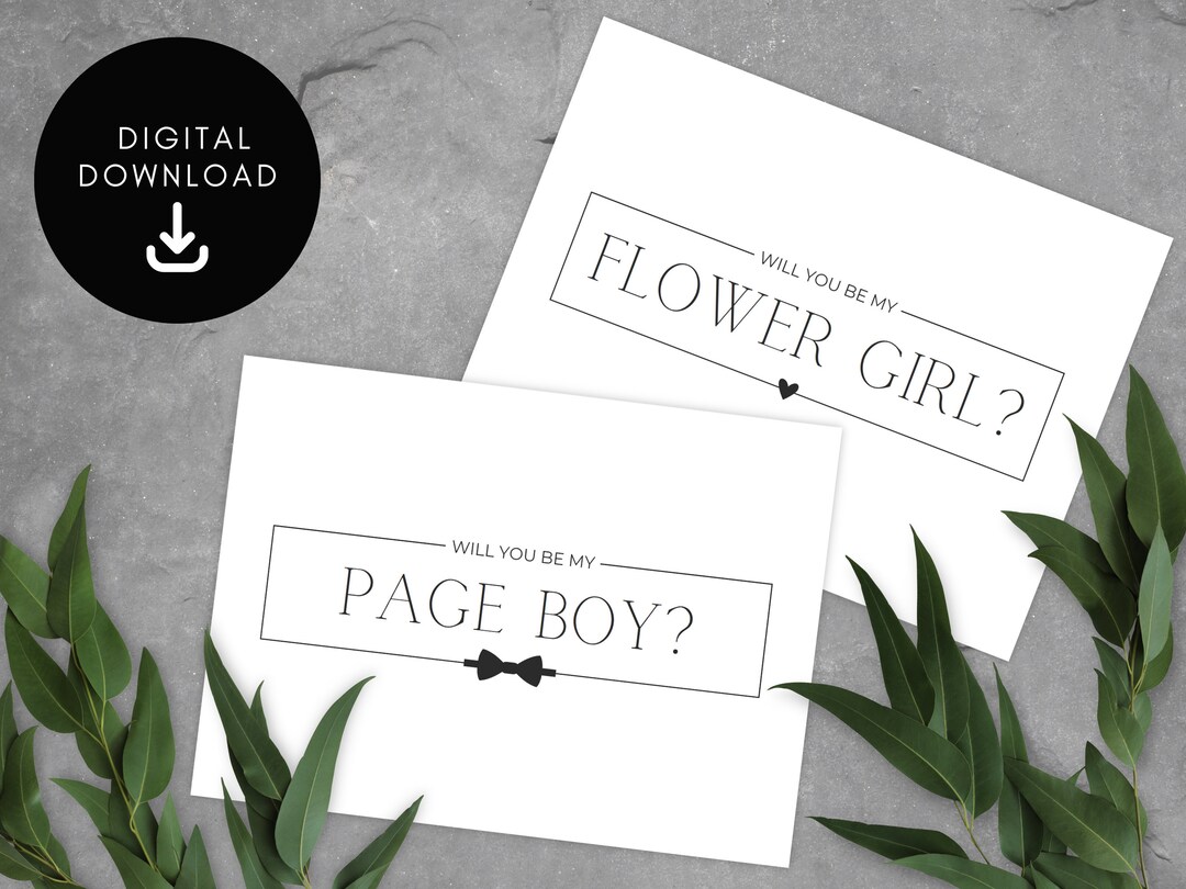 Flower Girl & Page Boy Proposal Cards, Modern, Minimalist Design ...