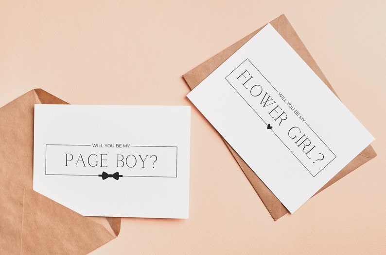 Flower Girl & Page Boy Proposal Cards, Modern, Minimalist Design ...