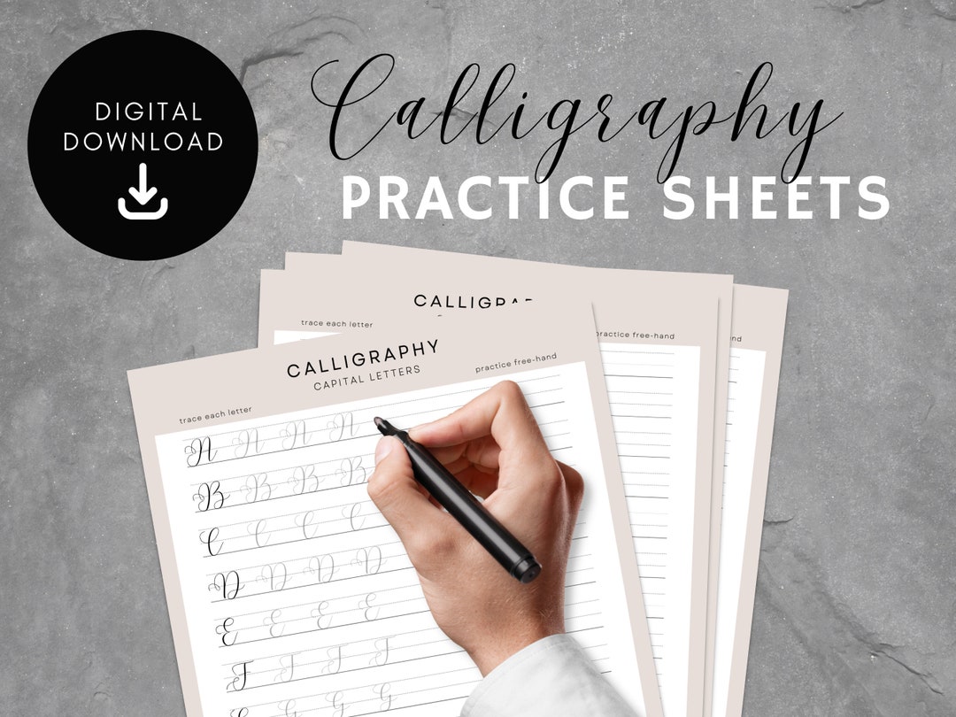 Printable Calligraphy Practice Sheets, 8 Pages, Instant Download - Etsy