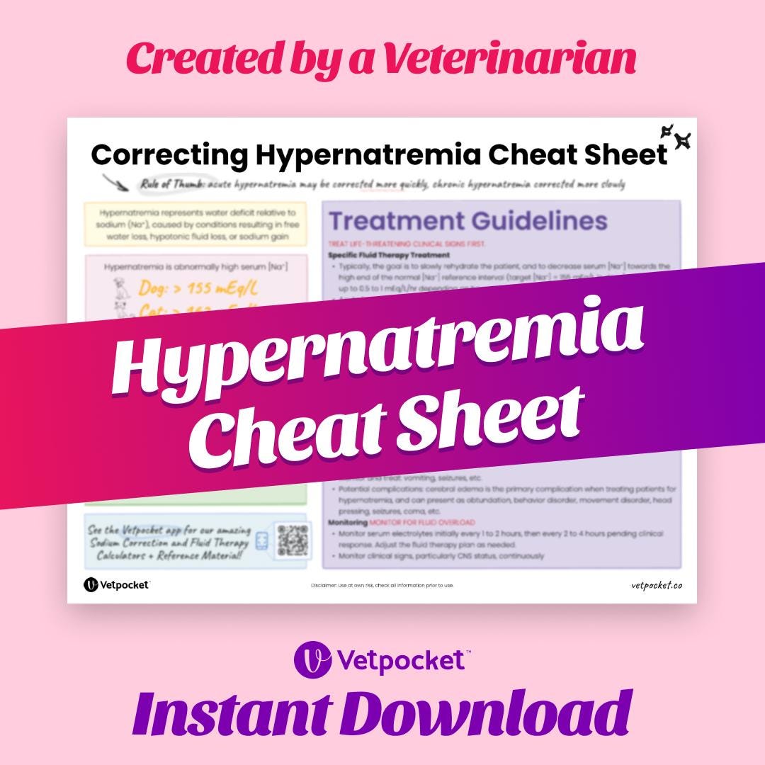 Veterinary Correcting Hypernatremia Cheat Sheet in Dogs and Cats - Etsy