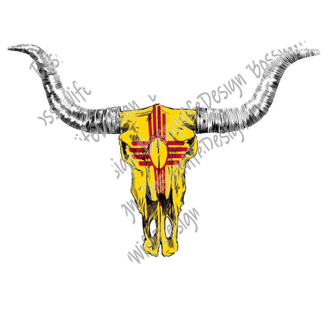 New Mexico , Zia Symbol Steer Skull Digital Download ,png/jpeg - Etsy