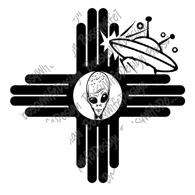 New Mexico Zia Symbol With Alien UFO Crashed Digital Download Png - Etsy