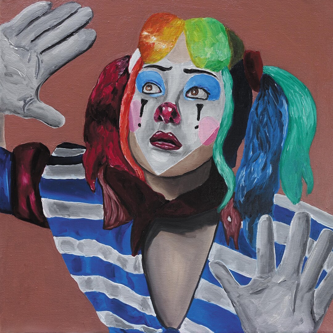 Clown - Shandelions Clown - Original Oil Painting - 14x14 Canvas - Etsy