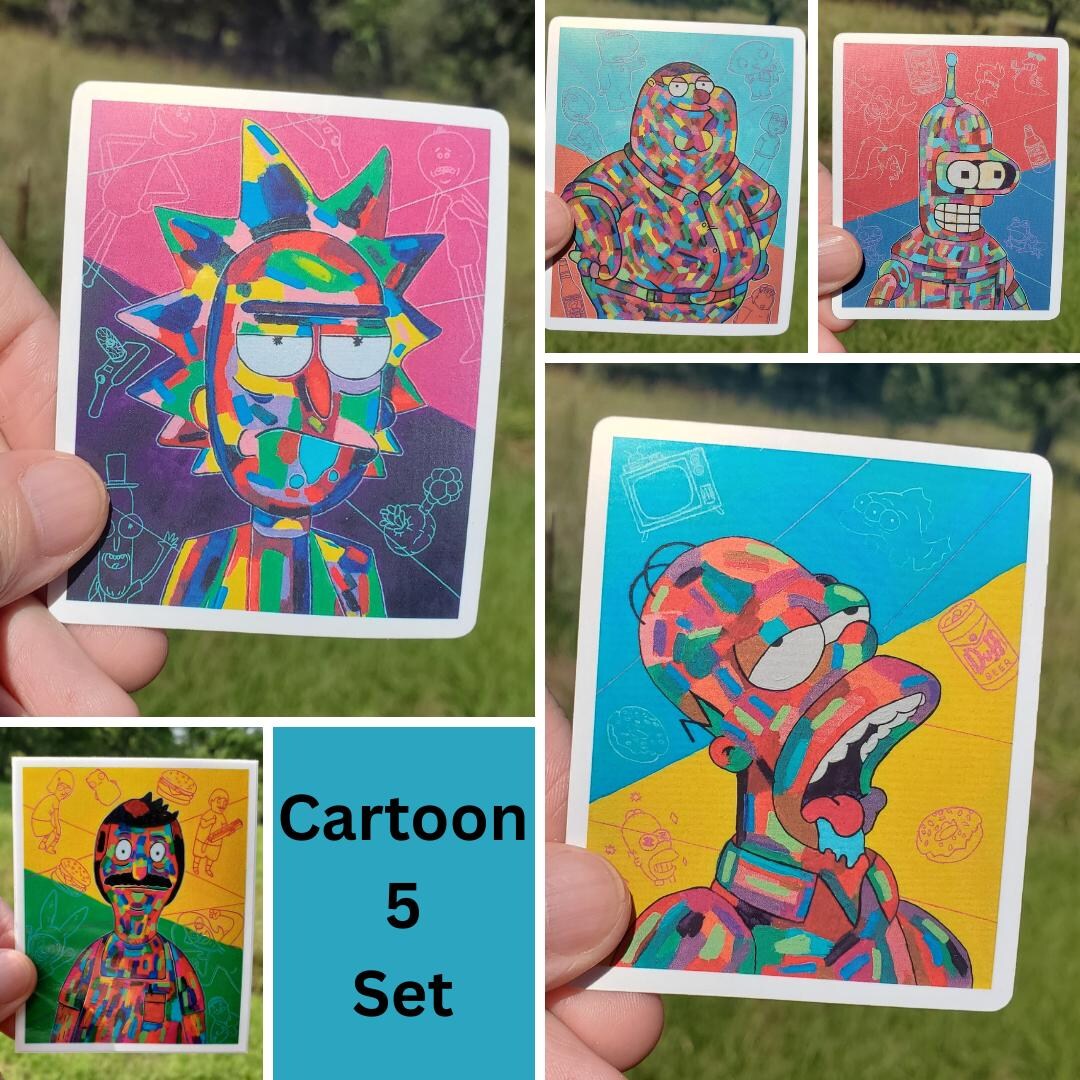 Cartoon 5 Set - Bundle - 3 Inch Stickers - Bobs Burgers - Rick & Morty ...