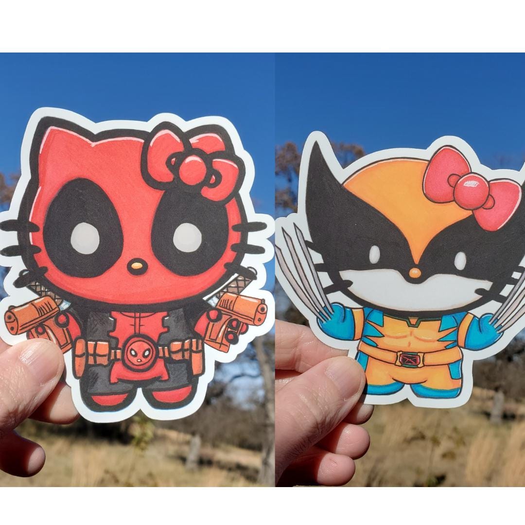 Hello Kitty As... Deadpool & Wolverine - 4x4 Sticker (buy Individually ...