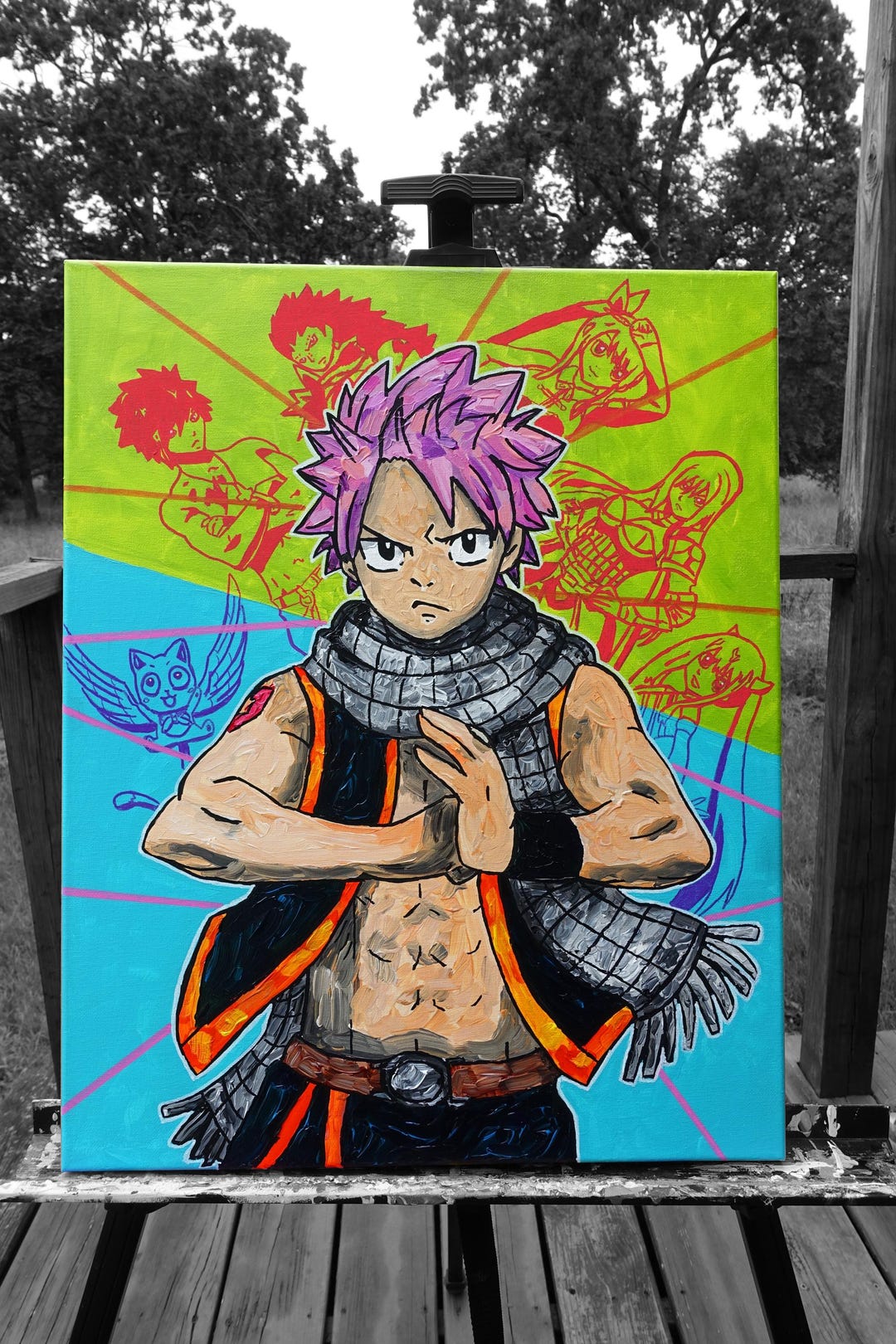 Fairy Tail - Natsu - Anime Abstract ORIGINAL Acrylic Painting - 16x20 ...