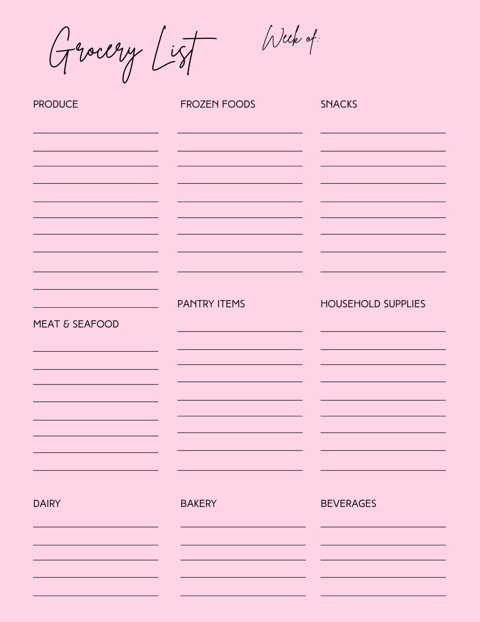 Printable Weekly Meal Plan Template With Grocery List Etsy