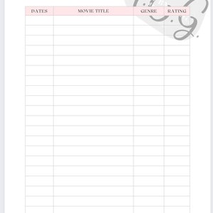 Digital Movie Log/tracker - Etsy