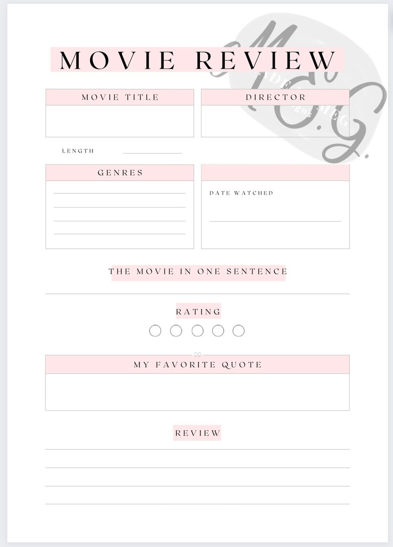 Digital Movie Log/tracker - Etsy