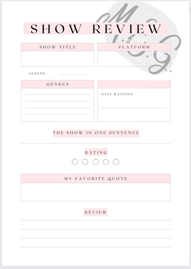 Digital TV Show Log/tracker - Etsy