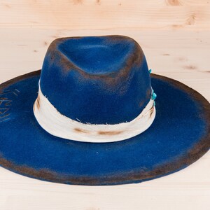 Handmade Blue Fedora Unisex Wide Brim | Merino Wool Felt | Men's Fedora ...