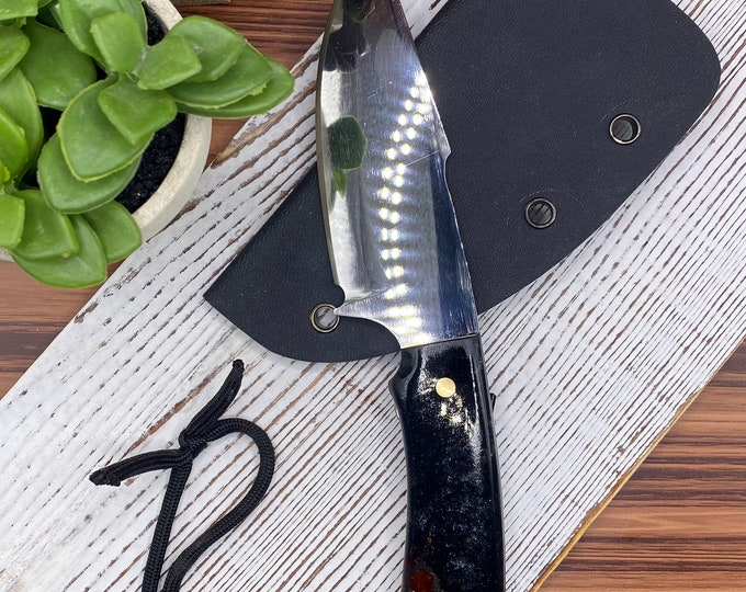 1095 Mirror Finished Knife With a Custom Honeycomb Epoxy Resin Handle ...