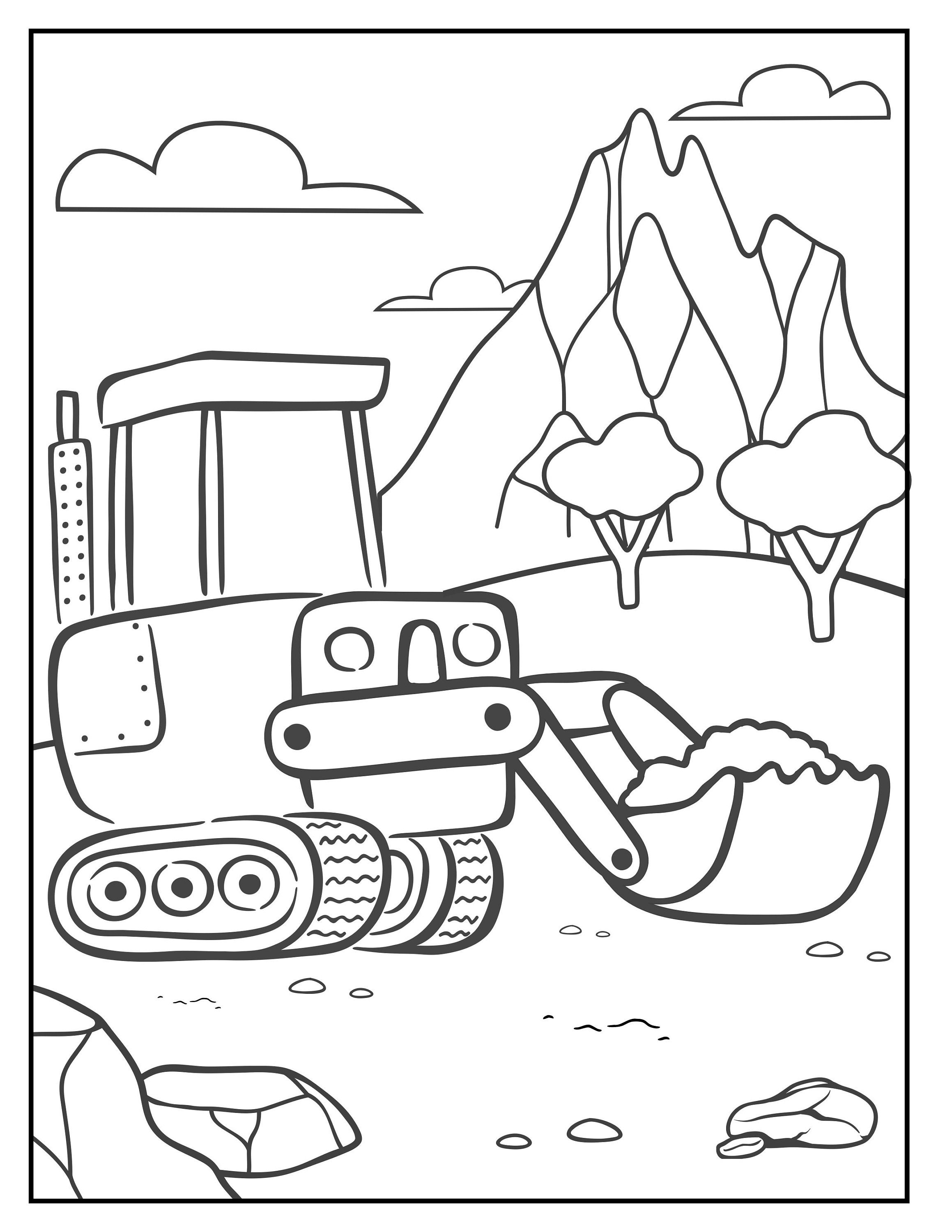 Digital Print Coloring Book - Bulldozers, Trucks, Excavators, Etc. - Etsy