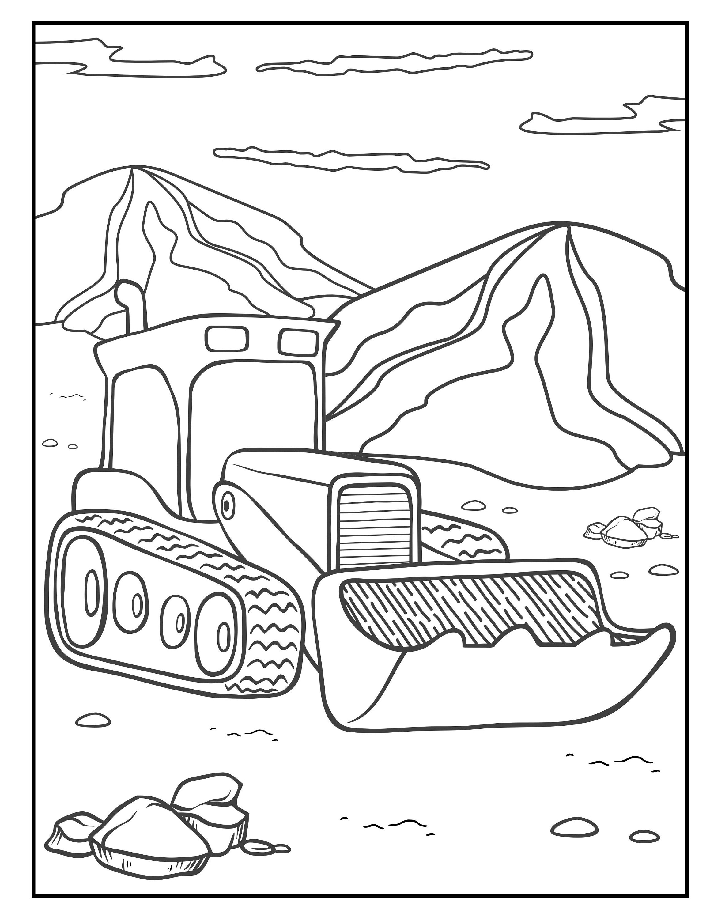 Digital Print Coloring Book - Bulldozers, Trucks, Excavators, Etc. - Etsy