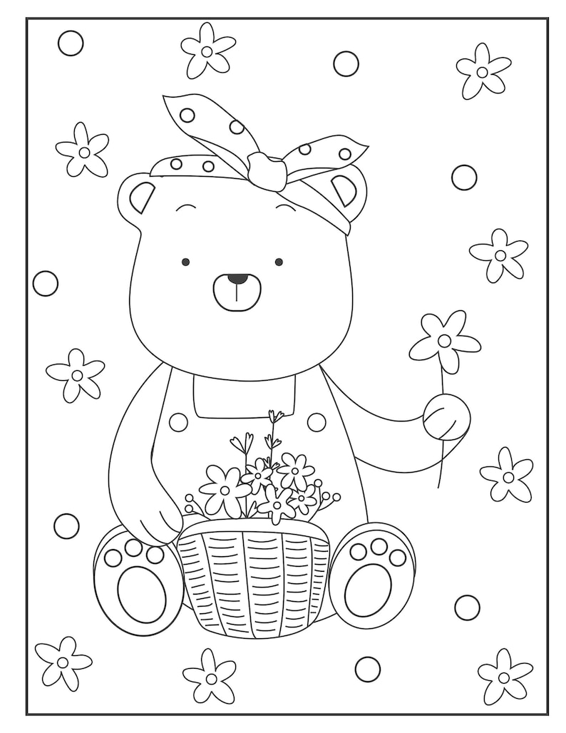 Digital Print Children's Coloring Book - Bears - Etsy