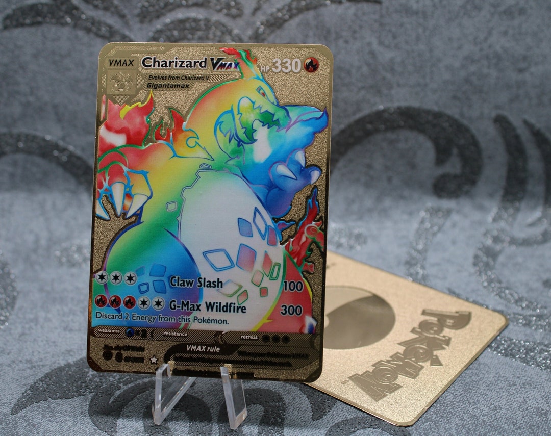 Charizard Glurak VMAX rainbow Pokemon Karte Metall Geschenk Present ...