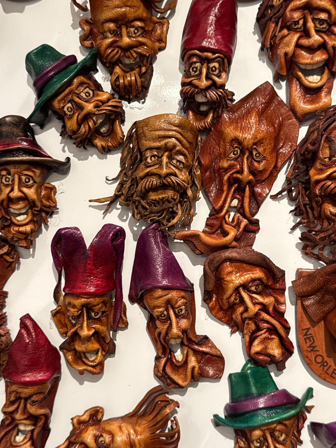 Uniquely Handmade Leather Magnets. Leather Face Magnets for Fridge or ...