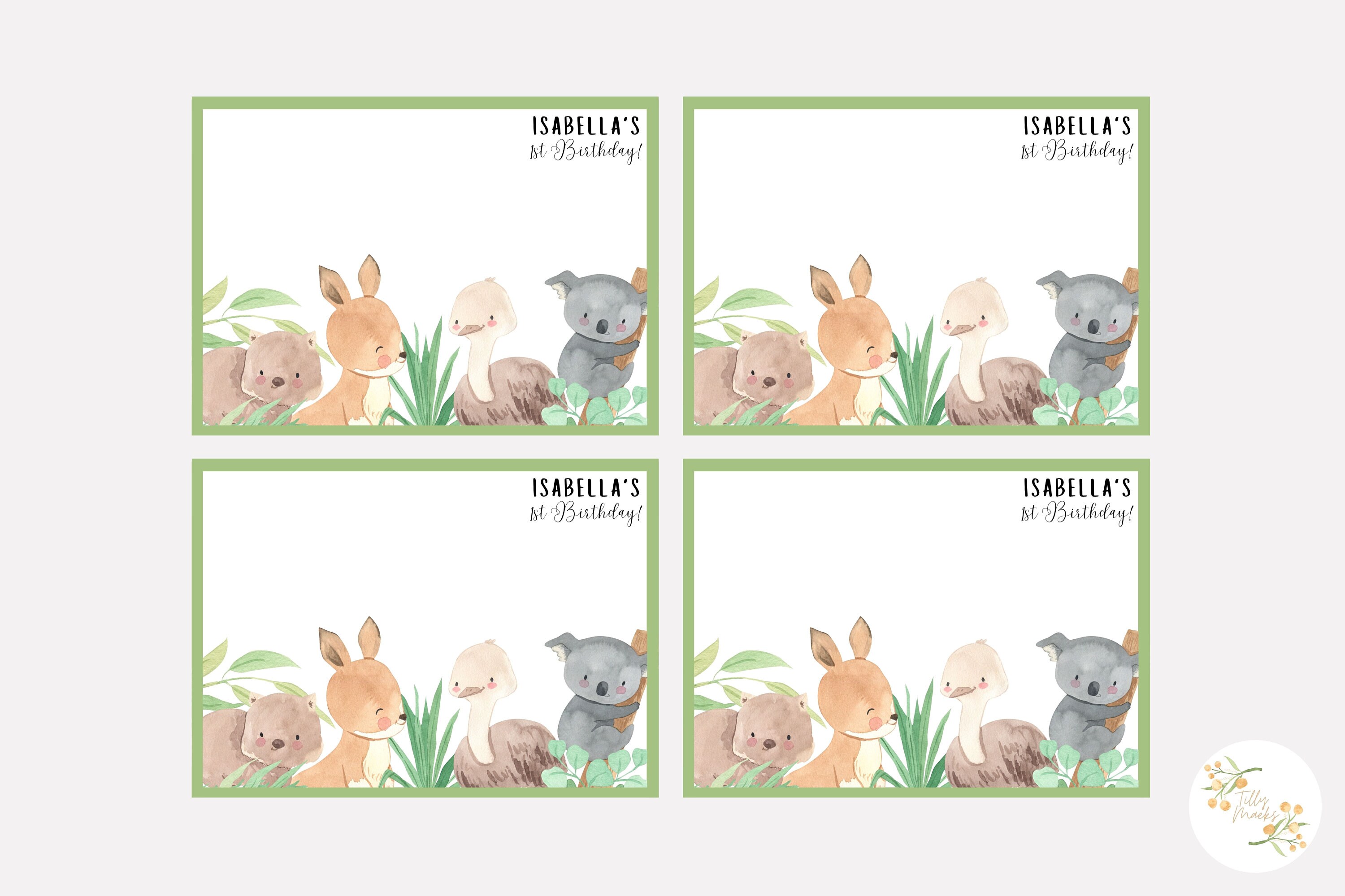 Australian Food Labels, Australian Birthday Food Label Card, Food Tent ...