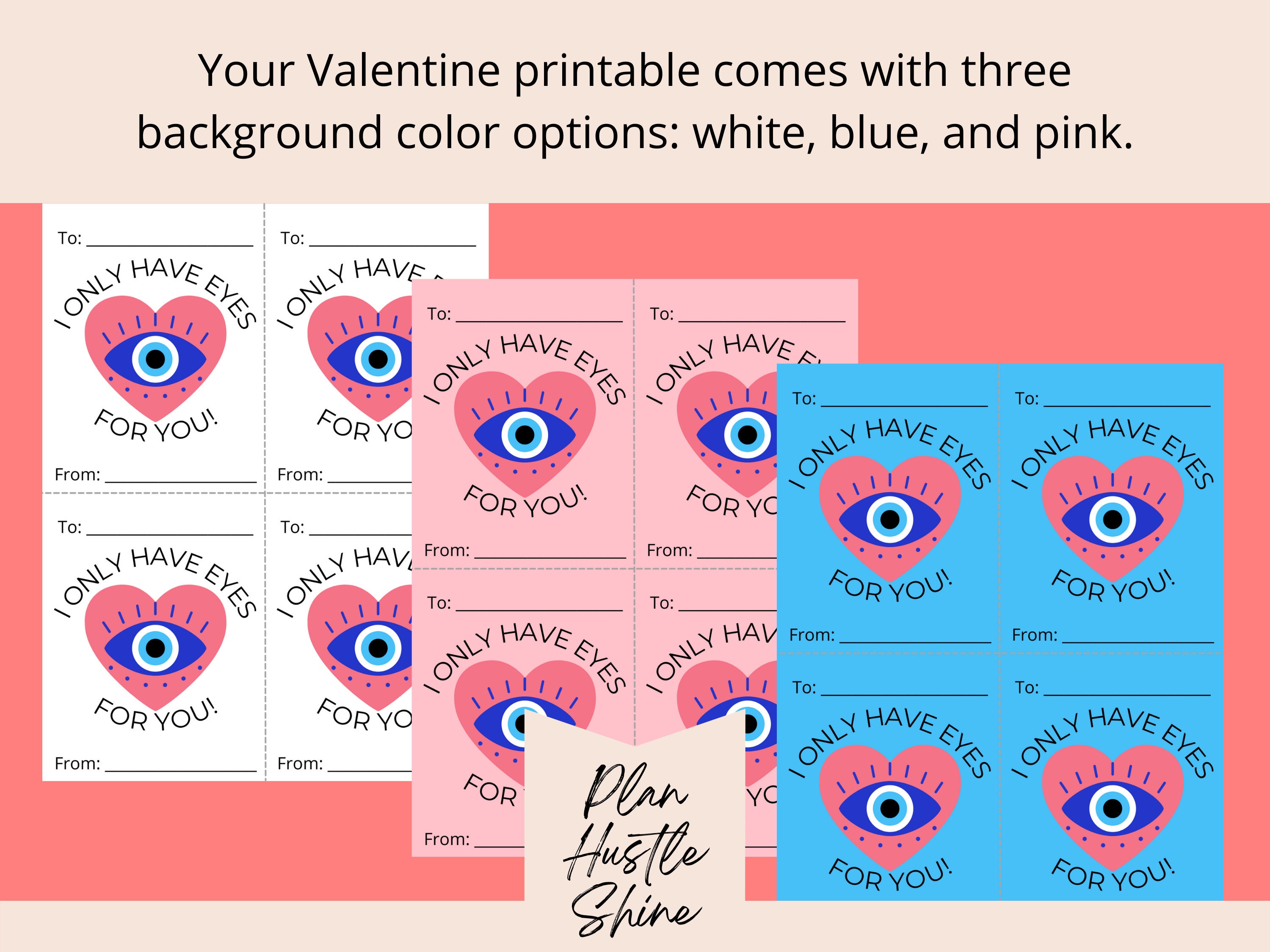 Tarjeta de San Valentín imprimible Sólo tengo ojos para ti Evil Eye ...