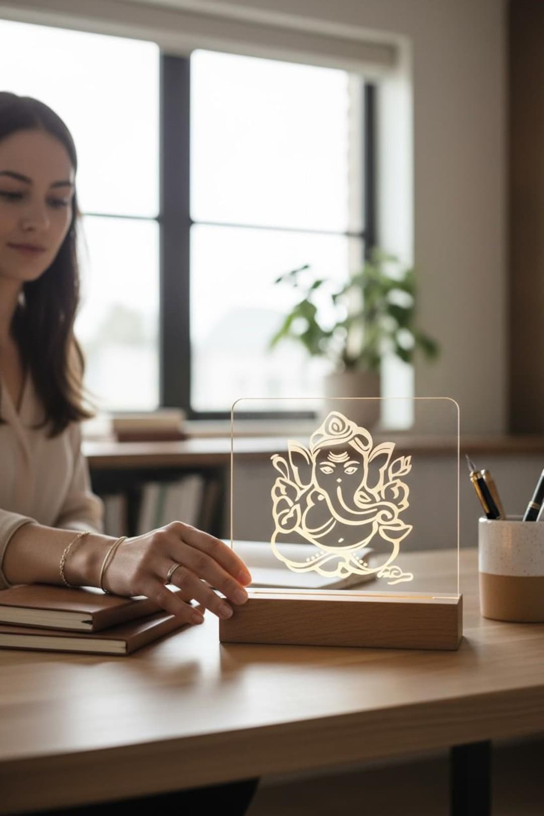 Ganesha Idol Lamp | OM Indian Cultural Gifts | Hindu Acrylic Light ...