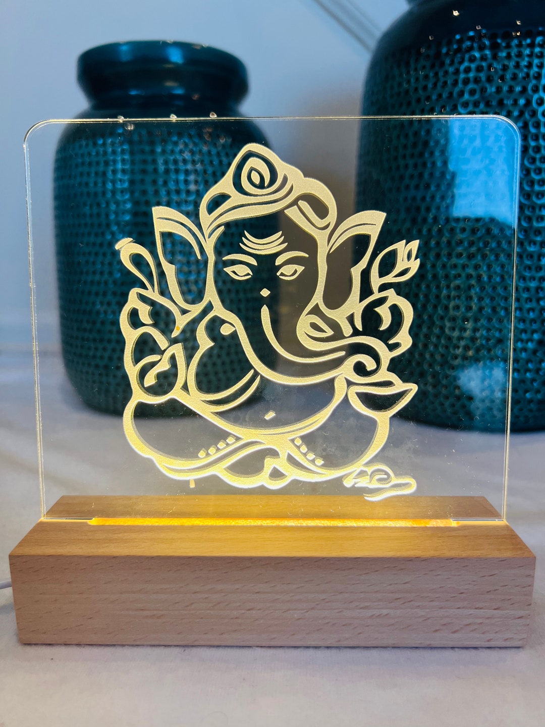 Ganesha Idol Lamp | OM Indian Cultural Gifts | Hindu Acrylic Light ...