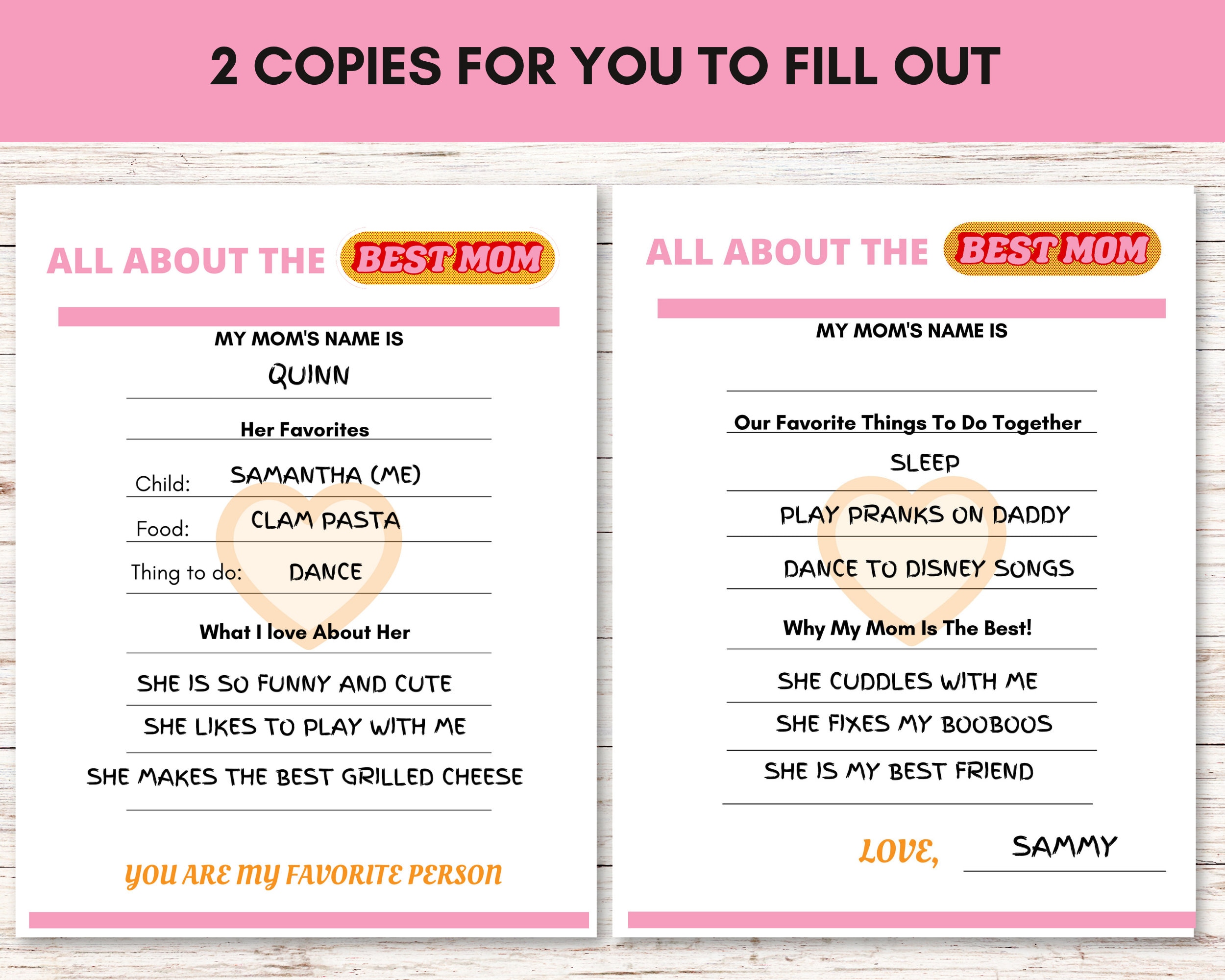 All About Mom Questionnaire Printable, Fill in the Blanks, Mother's Day ...