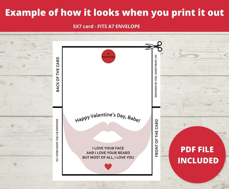 Beard Valentine's Card Printable, Digital Download, I Love Your Beard ...