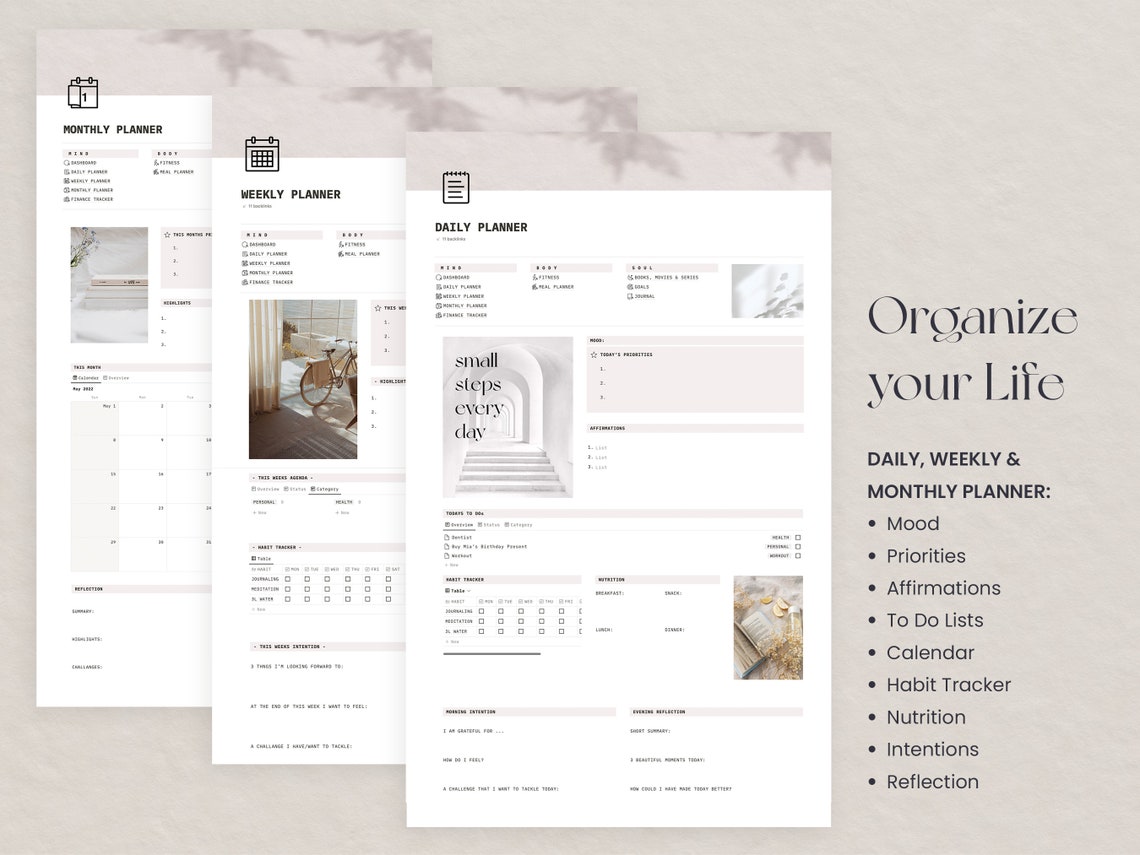 Personal Notion Template to Plan Your Daily Life All-in-one: - Etsy