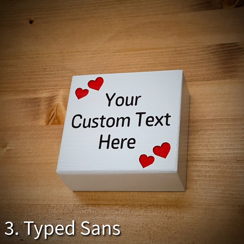 Custom Mini Engraved Wood Block Sign With Hearts, 3 1/2 X 3 1/2 Wooden ...