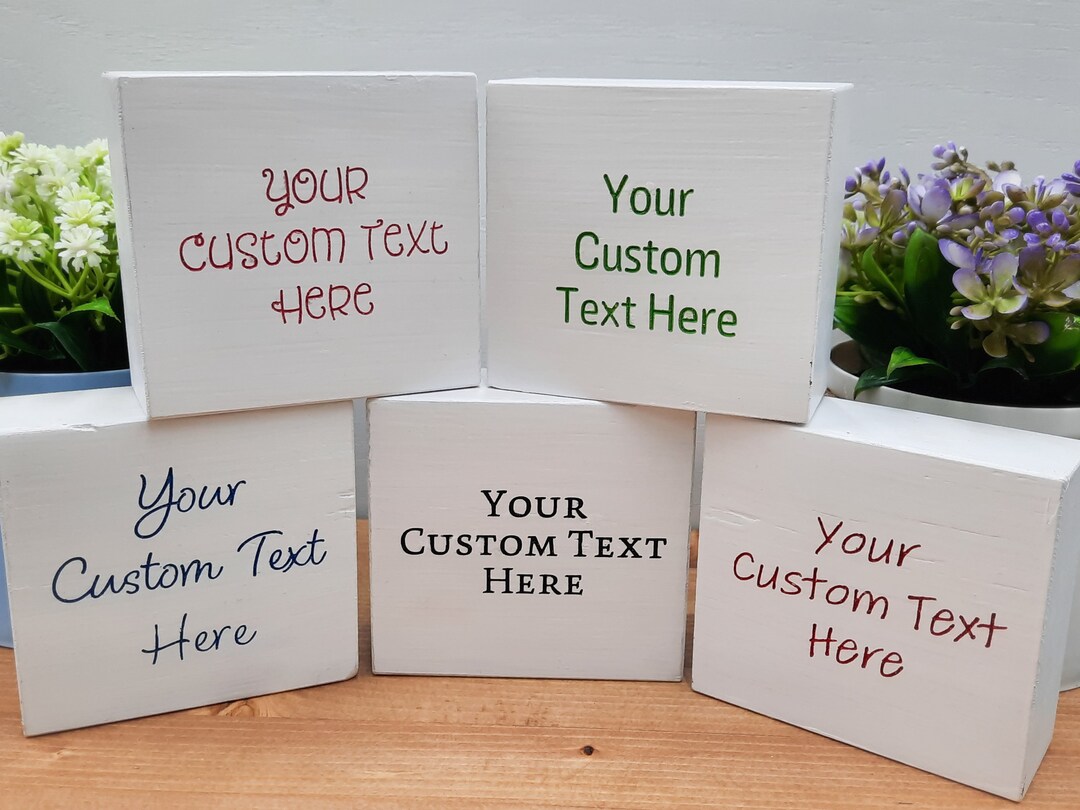Custom Mini Carved Wood Block Sign, 3 1/2 X 3 1/2 White Block Sign With ...