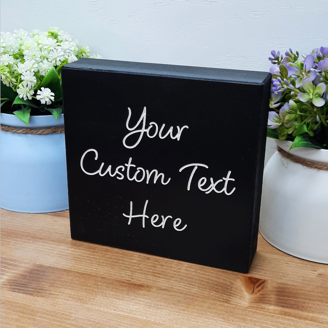 Custom Small Engraved Wooden Block Sign Black, 5 1/4" X 5 1/2" Black ...