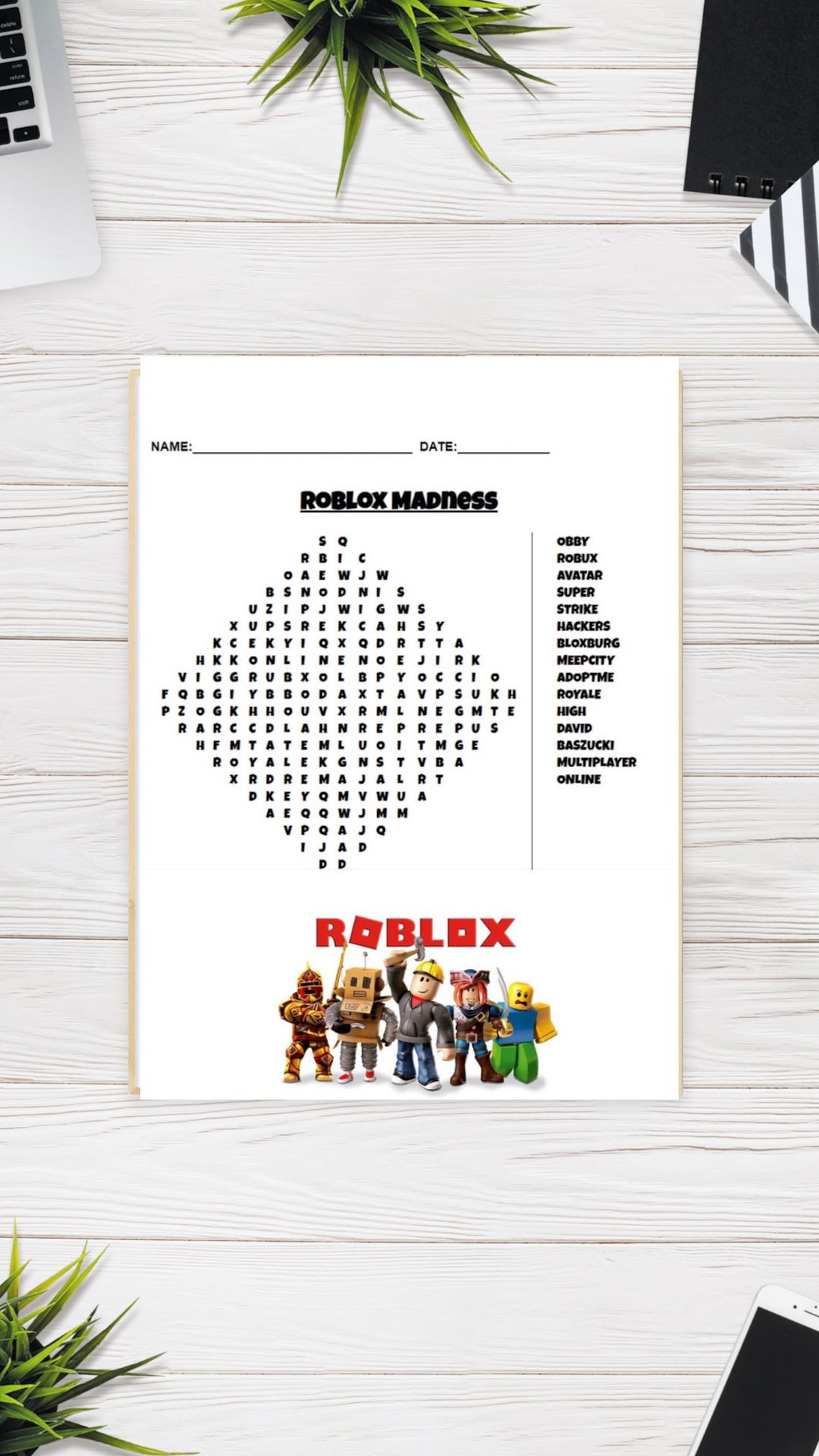 ROBLOX and MINECRAFT Word Searches - Etsy New Zealand
