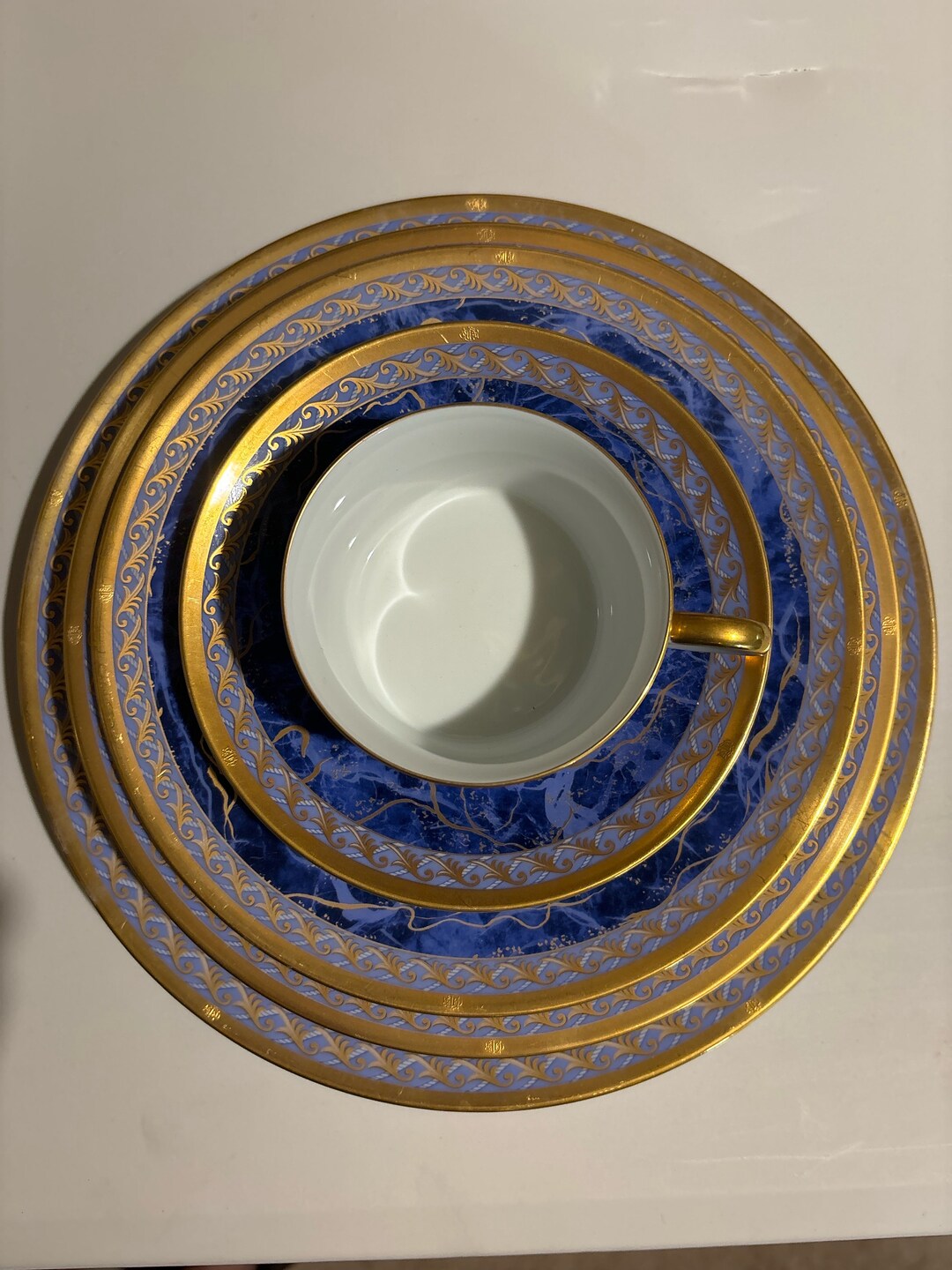 DISCONTINUED** Christian Dior Azure Royale Gold on Blue Marble China ...