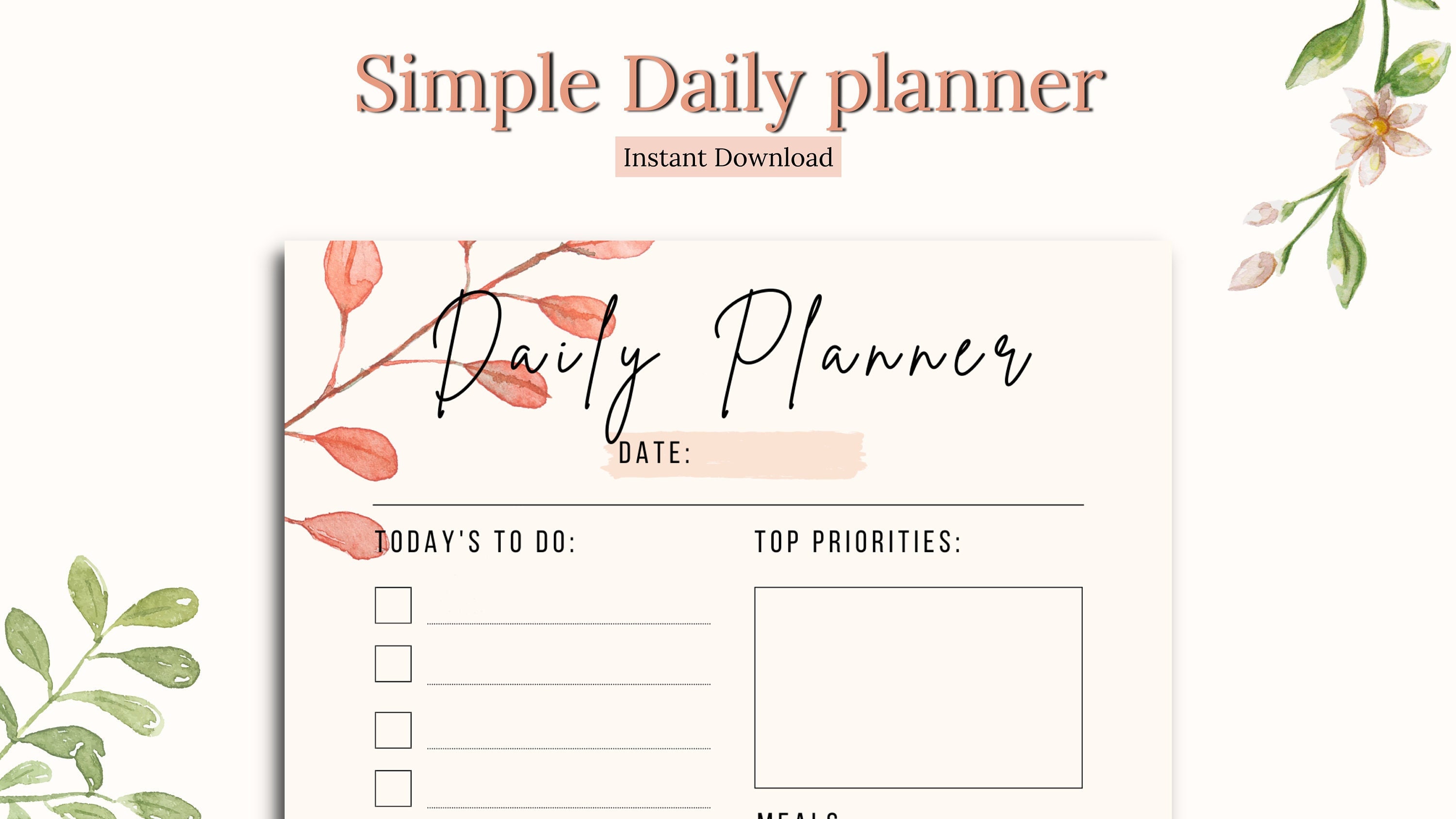 Daily Planner Digital Download Printable 2022 PDF - Etsy